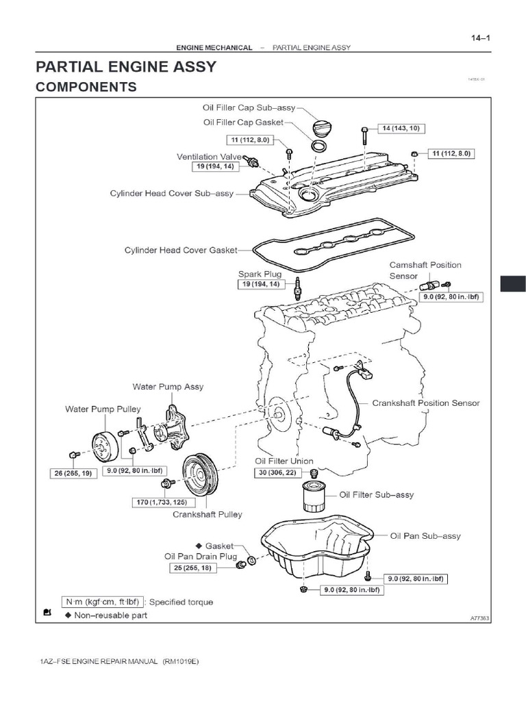 TOYOTA 1AZ-FSE PARTIAL Motor ASSY | PDF