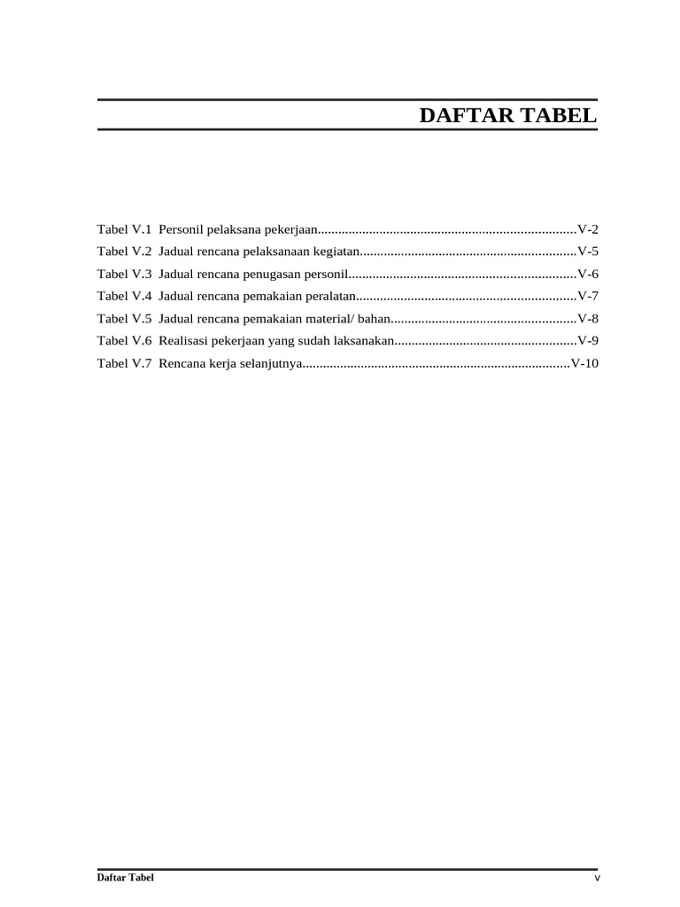 003 Daftar Tabel | PDF | Teknologi & Rekayasa