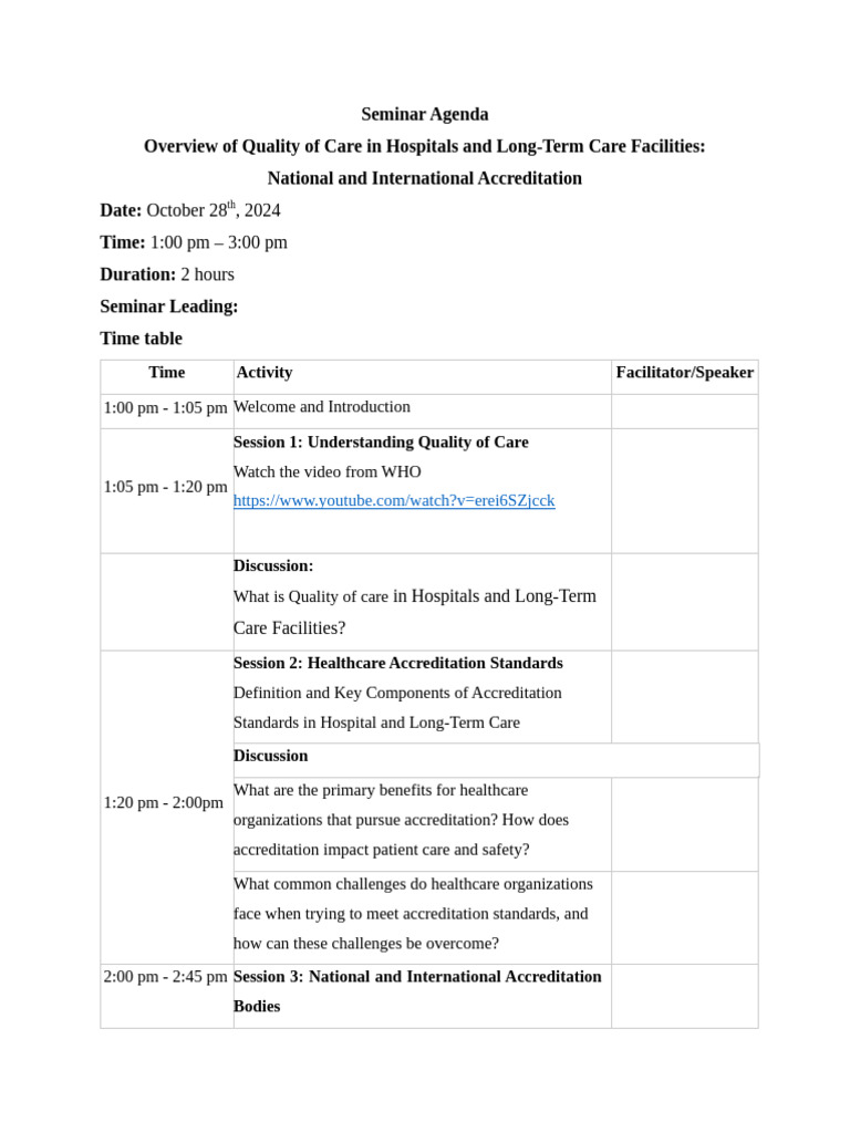 Seminar Agenda | PDF