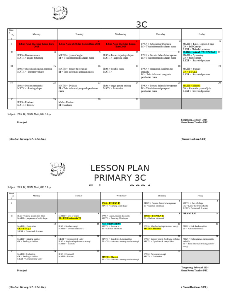 P3C Lesson Plan 2nd Term 2024 | PDF | Elementary Geometry | Mathematics