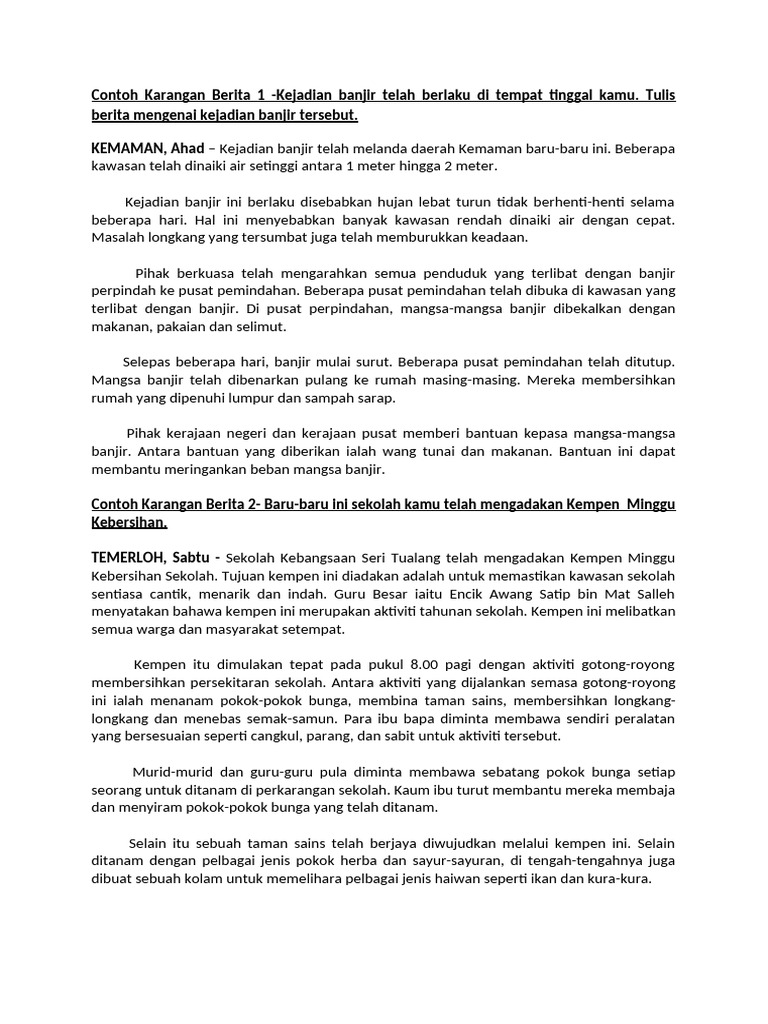 Contoh Karangan Berita Dan Pidato | PDF