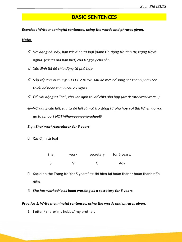 Basic Sentences | PDF