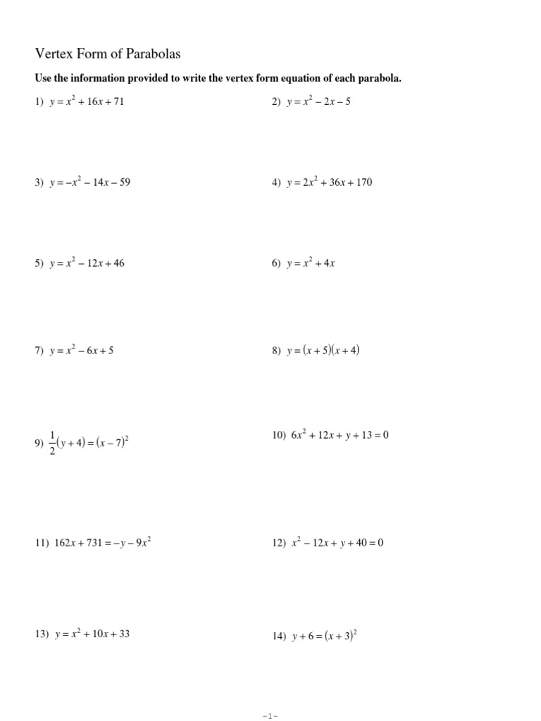 Vertex Form of Parabolas | PDF | Graph Theory | Mathematical Relations