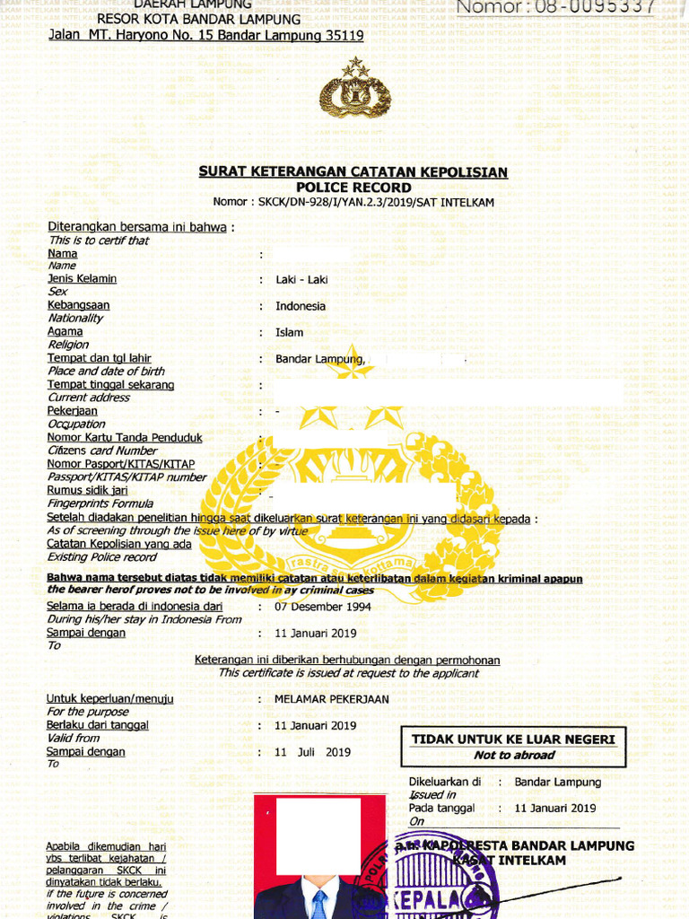Contoh SKCK Bandar Lampung 2025 | PDF
