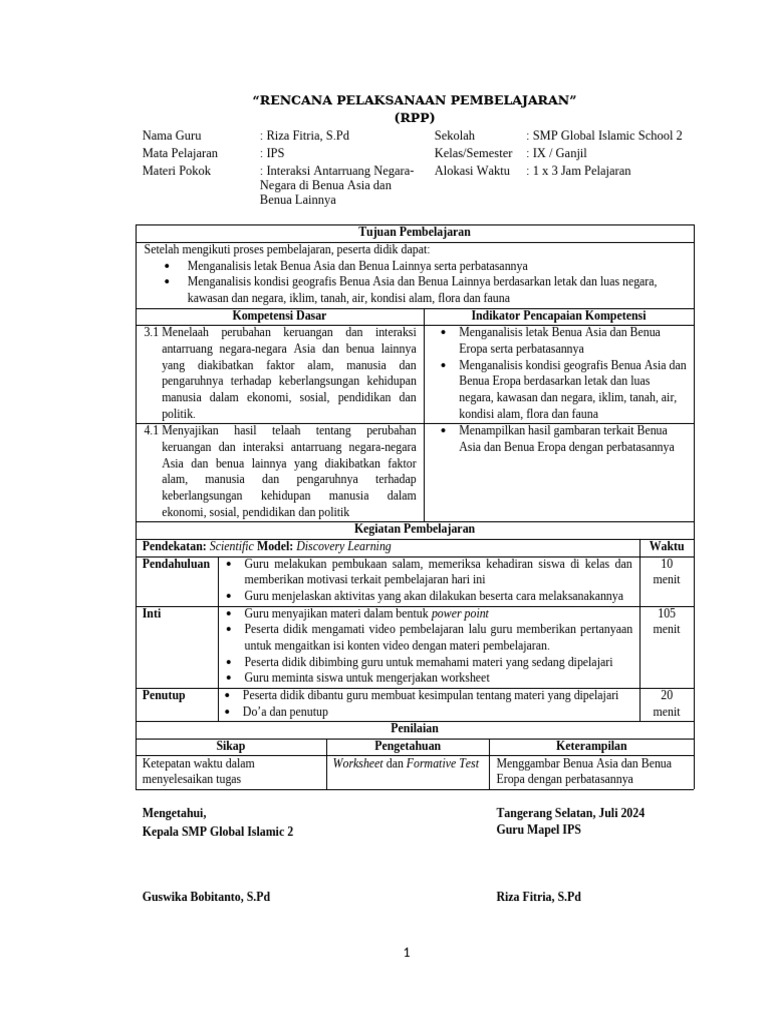 RPP Semester 1 | PDF | Karier & Perkembangan