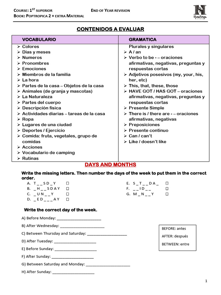 1ST Superior End of Year Revision | PDF