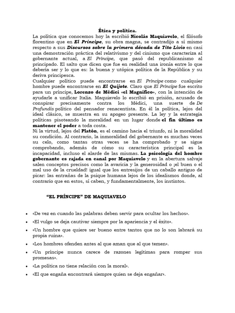 Tica y Pol-Tica | PDF | El príncipe | Nicolás Maquiavelo
