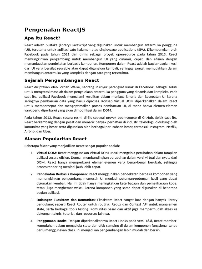 Pengenalan ReactJS 01 | PDF | Komputer