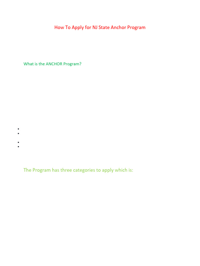Anchor Loan Program How To Apply For NJ State Anchor Program by | PDF ...