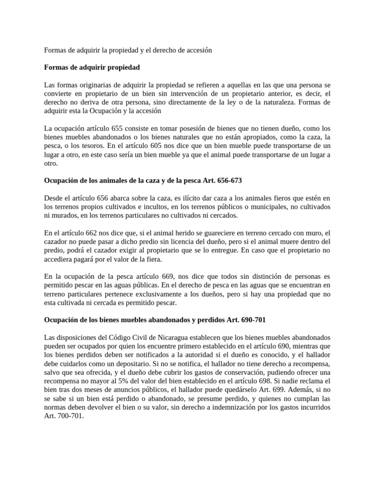 Formas de Adquirir Propiedad y Derecho de Accesion 0.2 | PDF ...