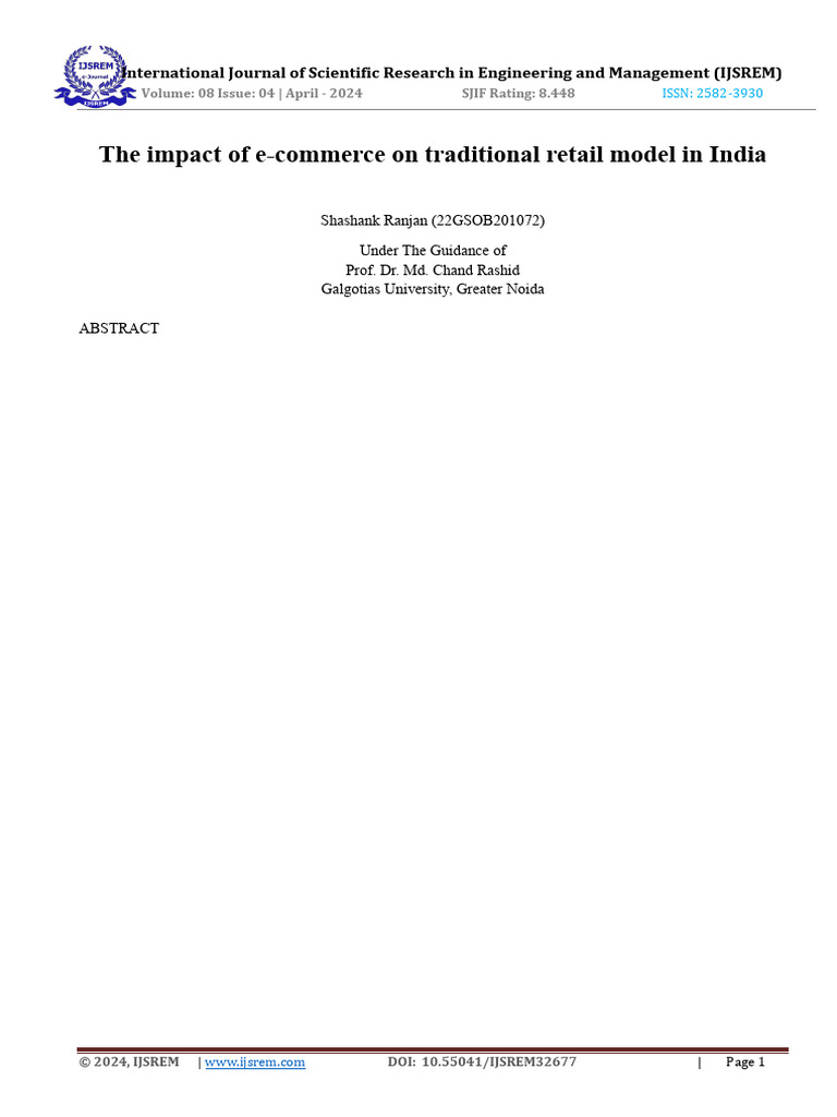 The Impact of e Commerce On Traditional Retail Model in India | PDF | E ...