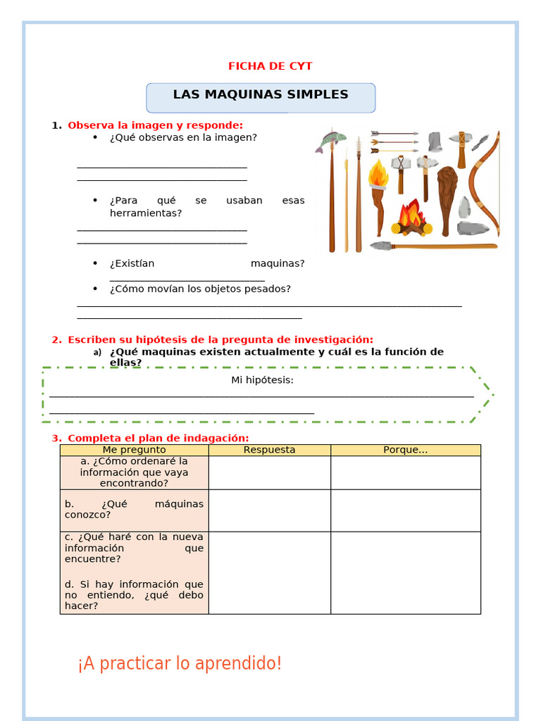 +ficha Cyt Mart 3 Maquina Simple | PDF | Cognición