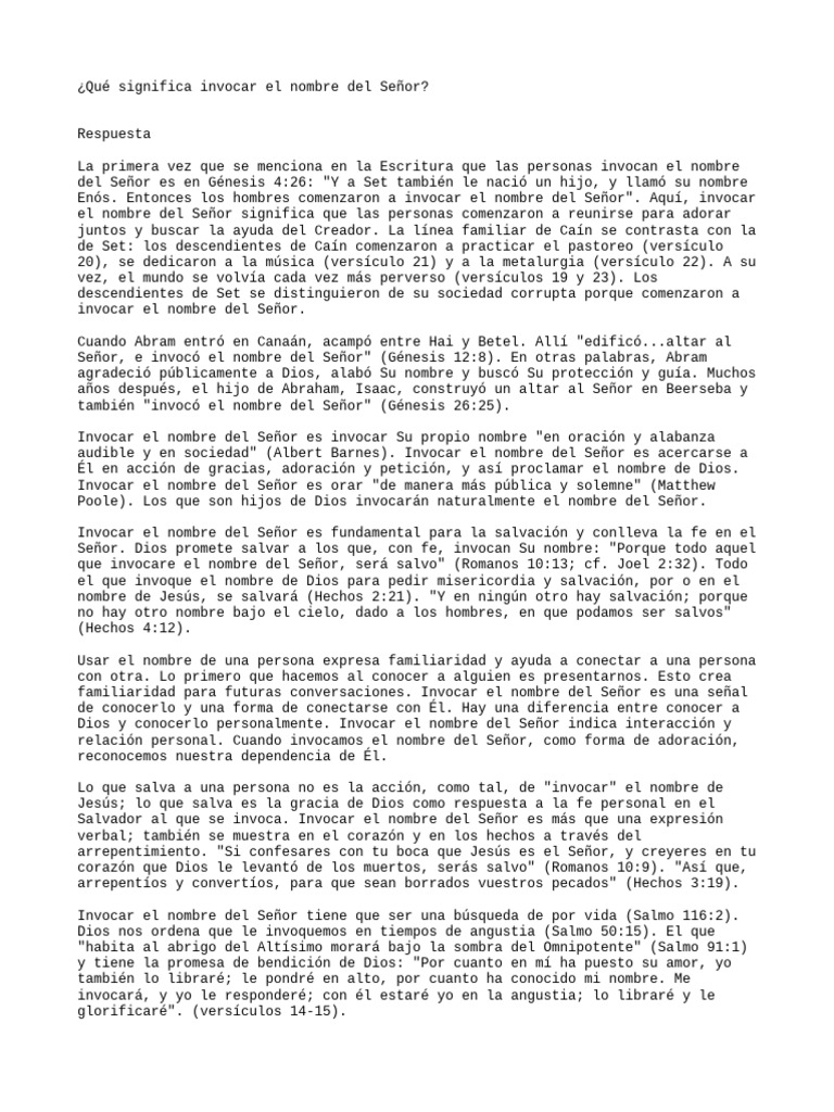 Invocar El Nombre Del Señor Dios - Got Questions | PDF | Abrahán ...