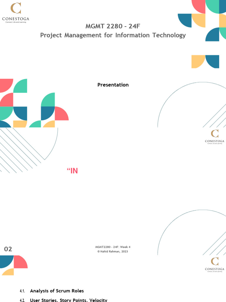 MGMT2280 - 24F Week 4 - Presentation | PDF | Scrum (Software Development)