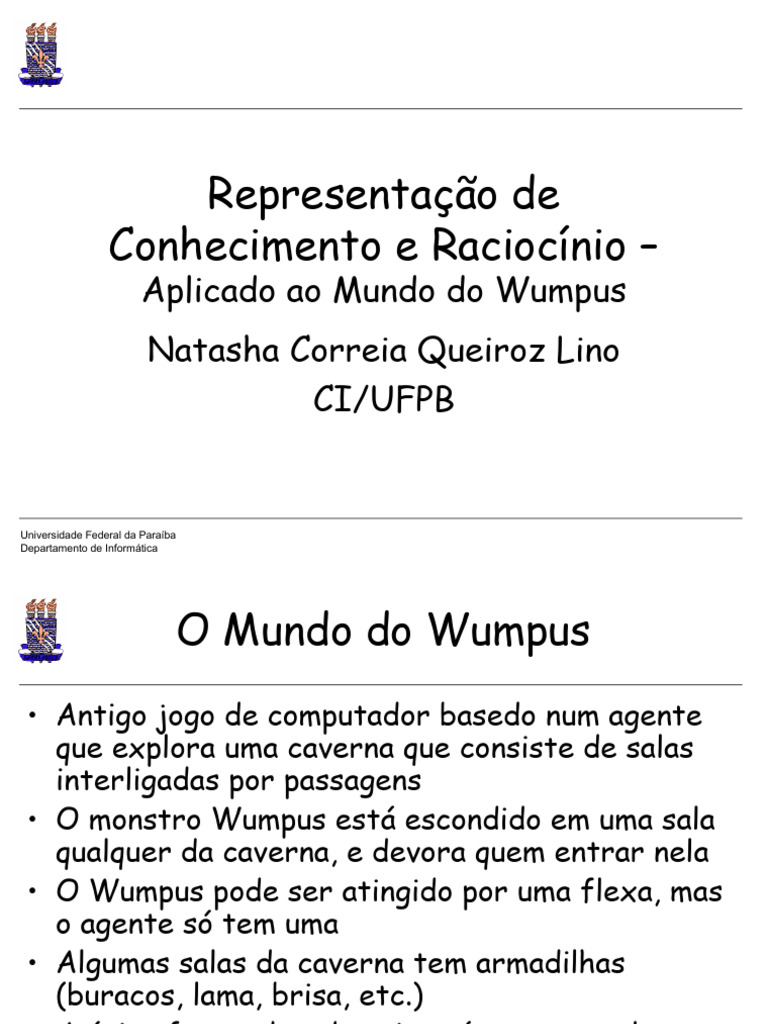 Aula 14 - Representacao Conhecimento - Mundo Wumpus | PDF | Raciocínio ...