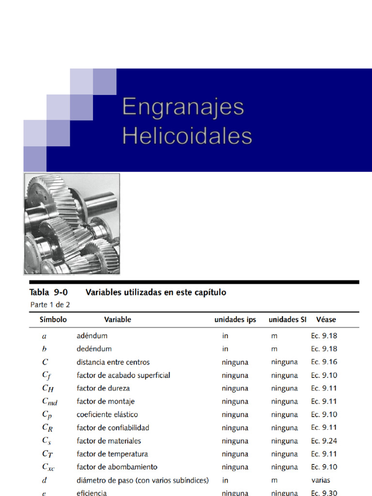 06 - Engranajes - Helicoidales - ELEM | PDF | Engranaje | Bienes ...