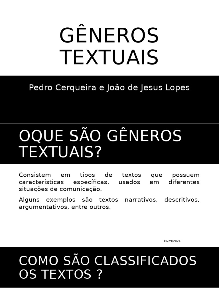 Tipos e Características dos Gêneros Textuais | PDF