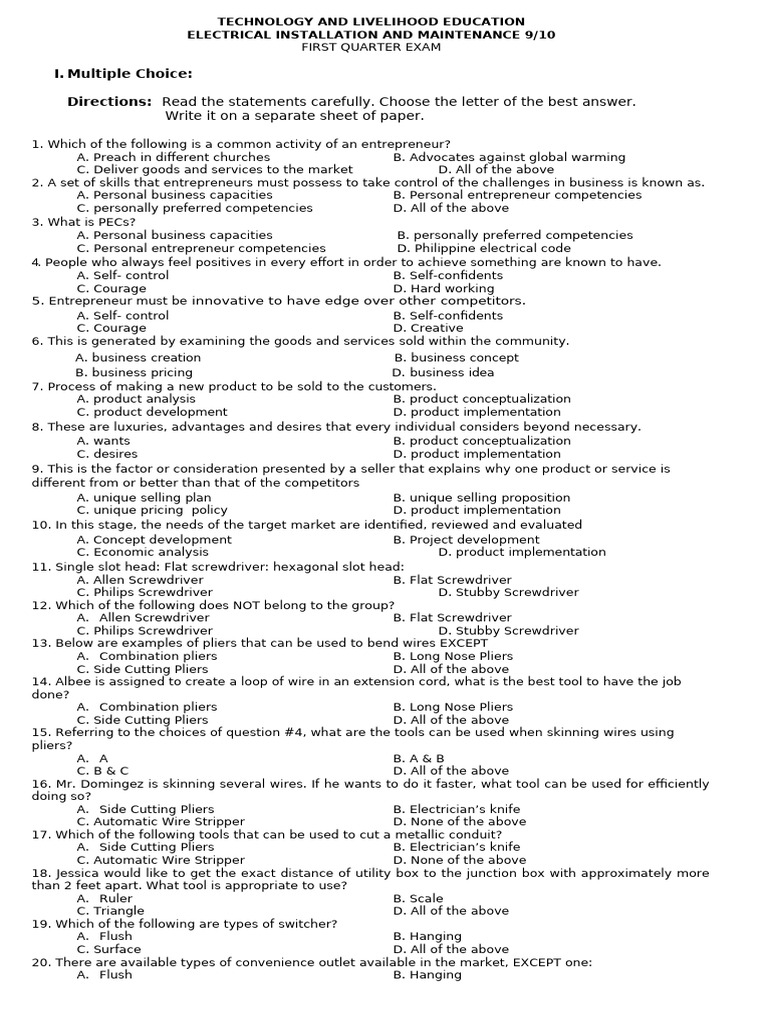 Technology and Livelihood Education Eim 10 | PDF | Wire | Electrical Connector