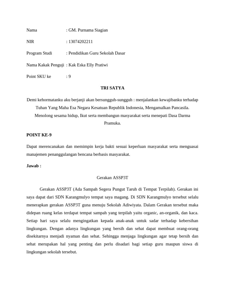 Gm. Purnama Siagian - Tugas Point Ke 9 (Kak Eska) | PDF