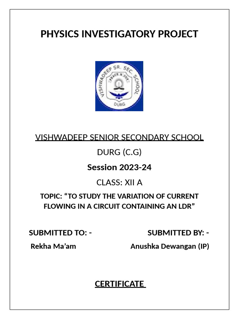 Physics Investigatory Project | PDF