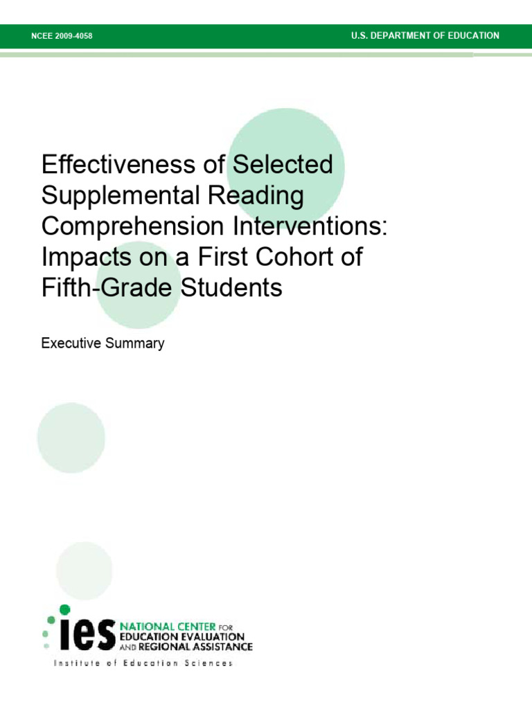 Effectiveness of Supplementation Comprehension Interventions | PDF | Reading Comprehension ...
