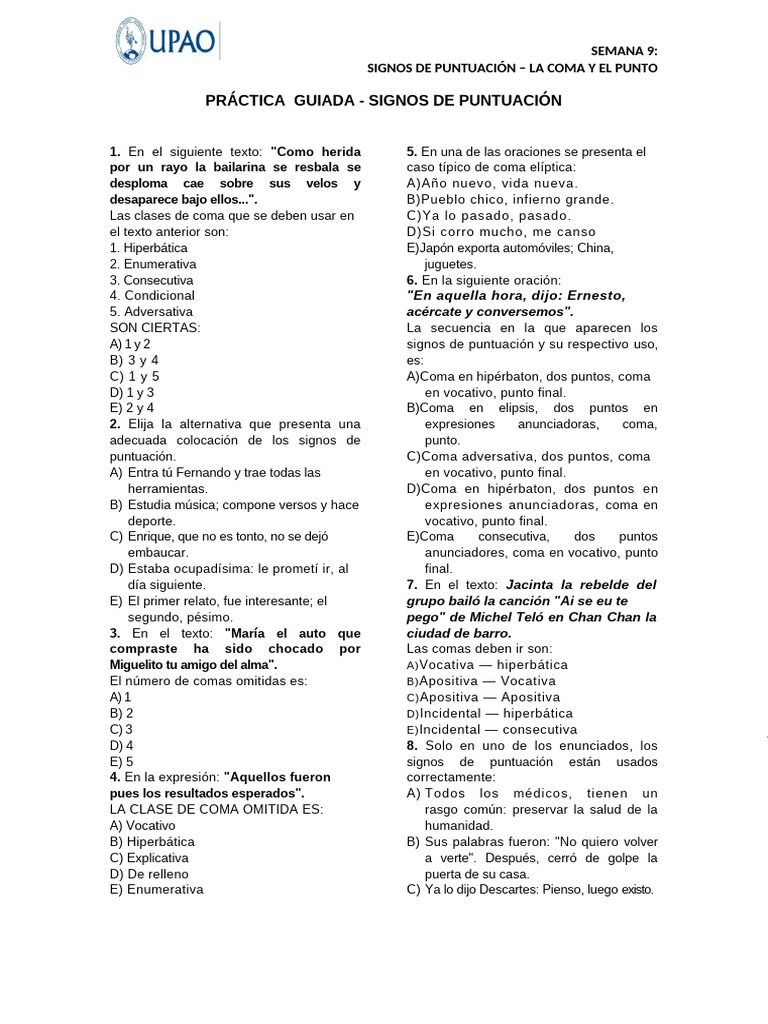 Práctica Guiada Semana 9 - L1 | PDF | Puntuación