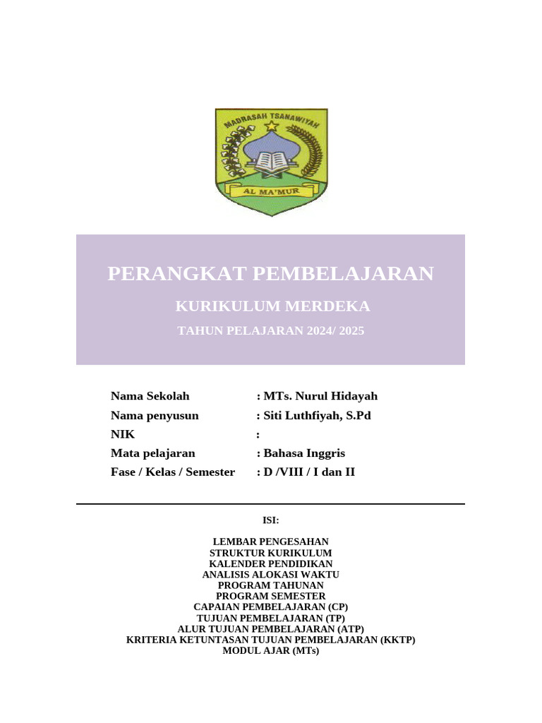Modul Ajar Chapter 4. My School Activities kls7 | PDF