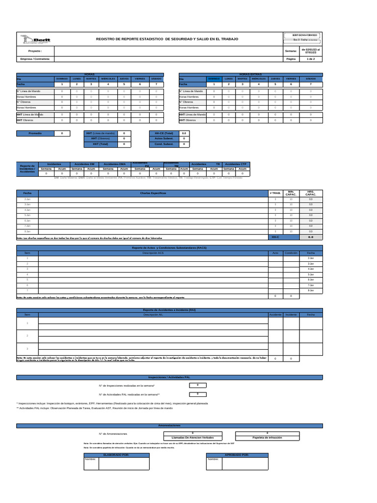 Reporte Estadistico Semanal de SST | PDF