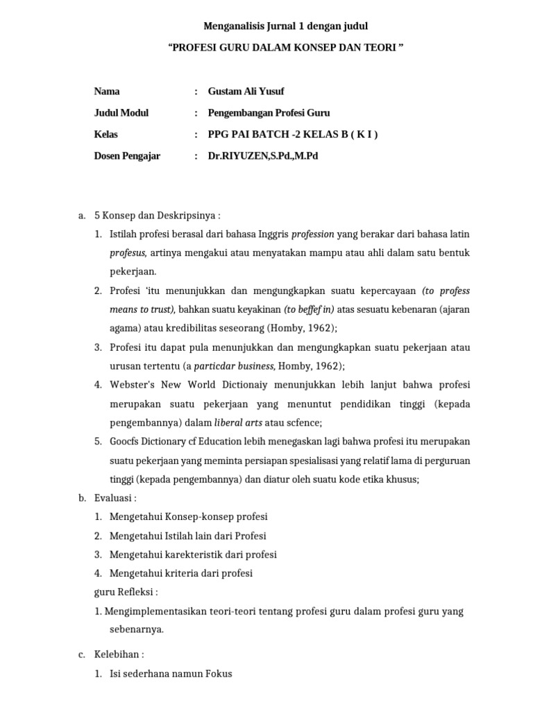 Analisis Bahan Ajar KB 1 MODUL Pengembangan Profesi Guru | PDF