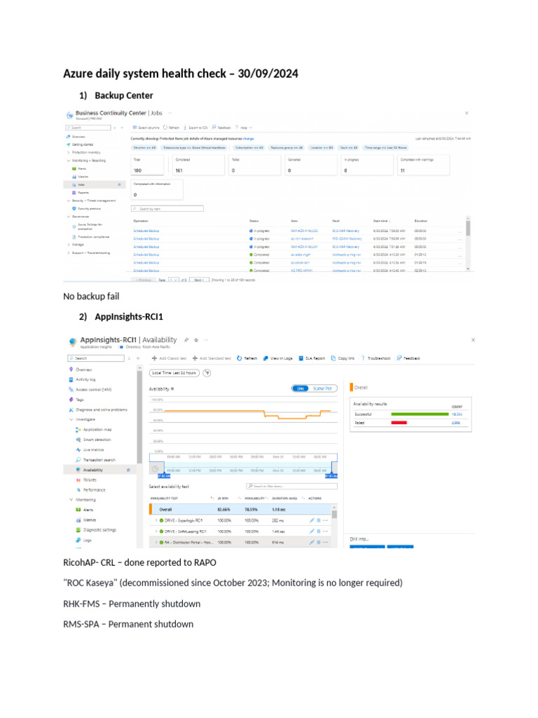 Daily System Check 30092024 | PDF