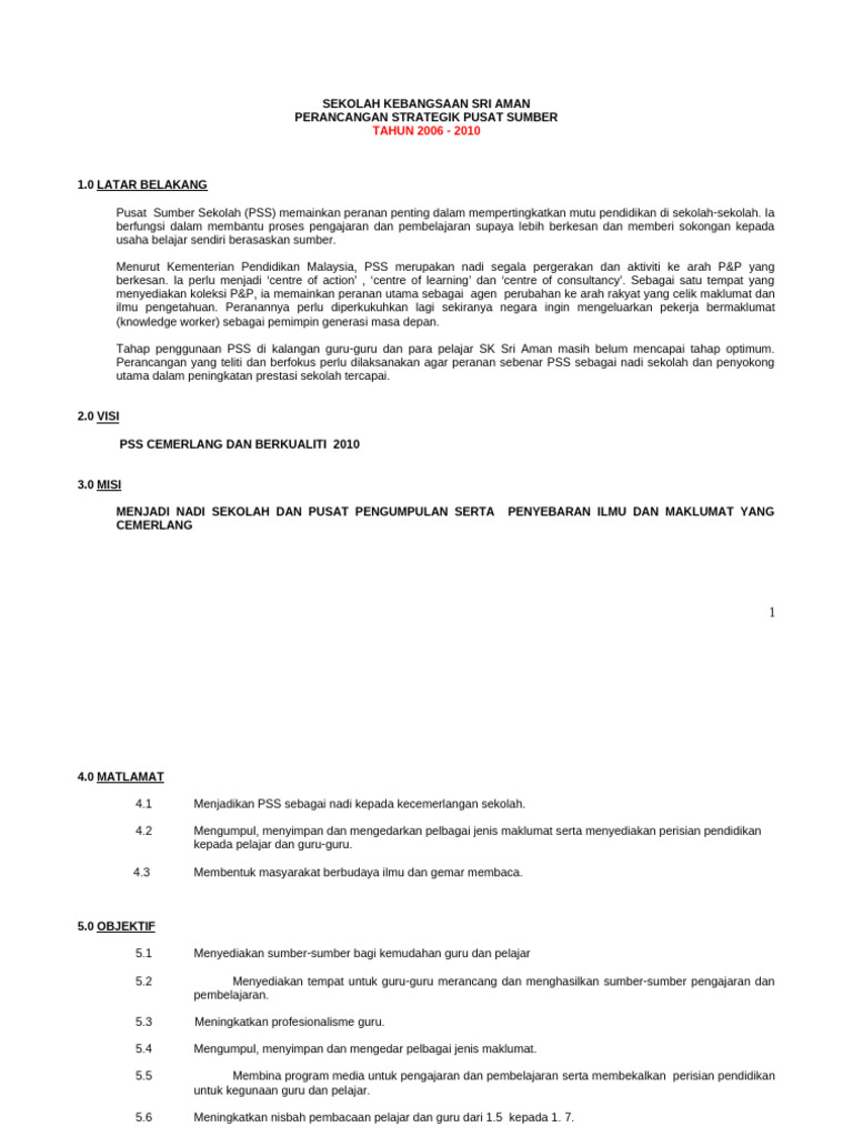 Contoh Perancangan Strategik | PDF