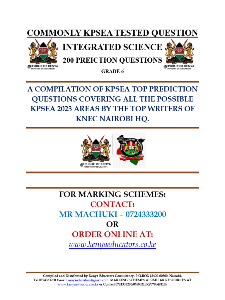 2023 KPSEA Grade 6 Science Questions | PDF | Foods | Sowing