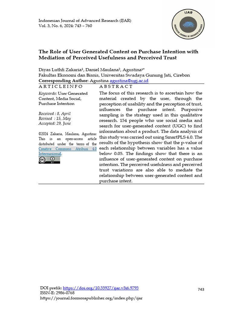 The Role of User Generated Content On Purchase Intention With Mediation ... The Role of User Generated Content On Purchase Intention With Mediation ...