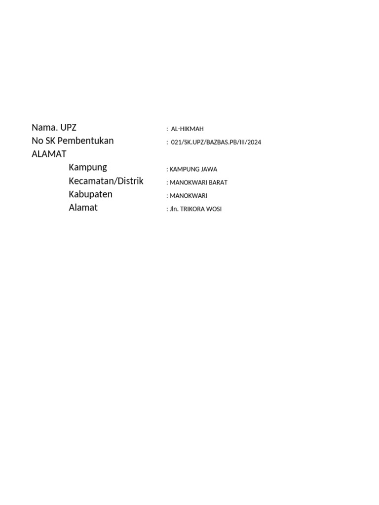 Lembar Kerja Rkat Upz Masjid | PDF