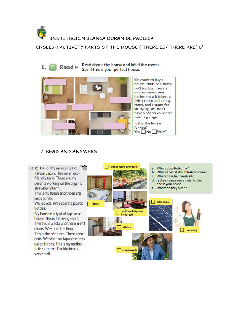 Actividad Partes de La Casa 6° | PDF | Foreign Language Studies