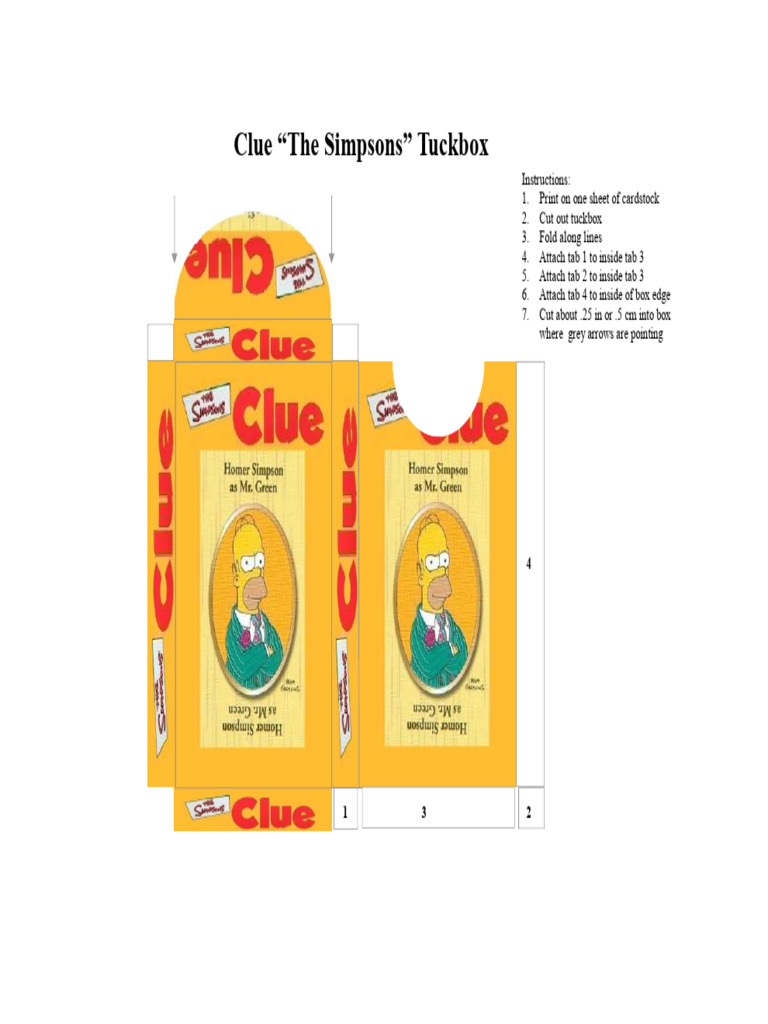 Simpsons Clue Tuckbox | PDF