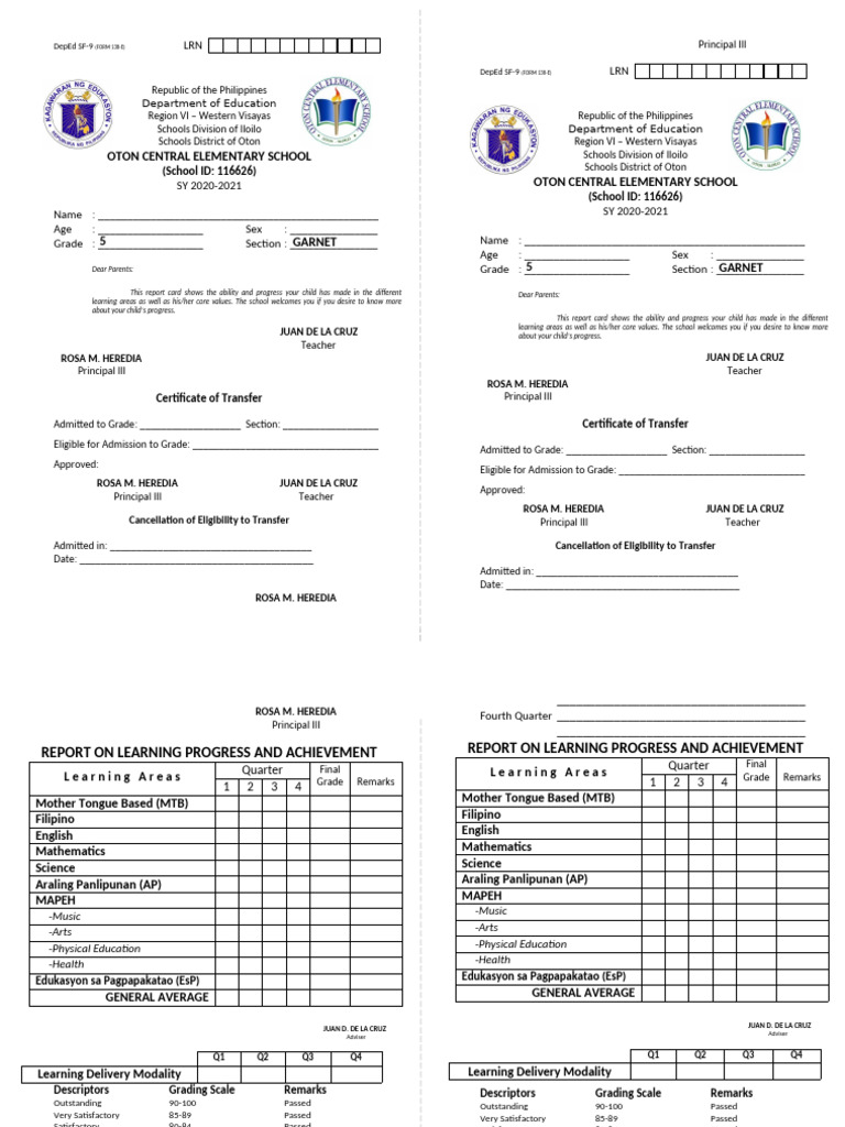 DepEd SF 9 Gr. 3 New Normal | PDF