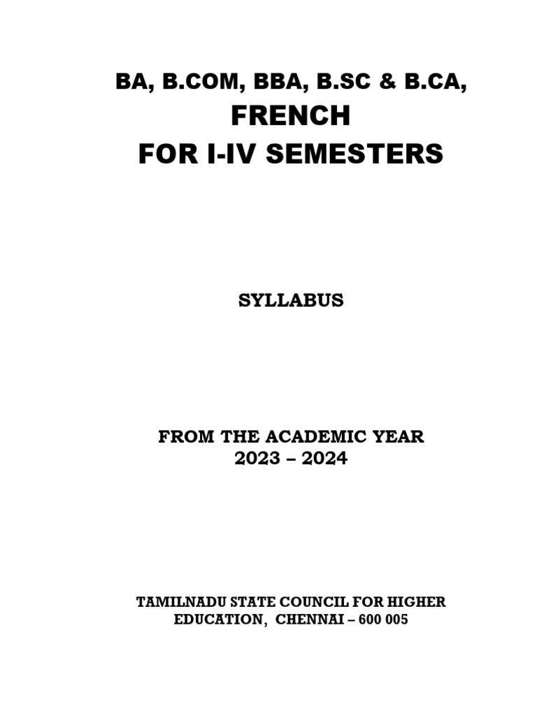 French Syllabus for UG Semesters I-IV | PDF | Translations | French ...