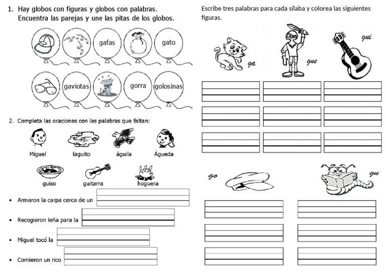 Escribe Tres Palabras para Cada Sílaba y Colorea Las Siguientes Figuras ...