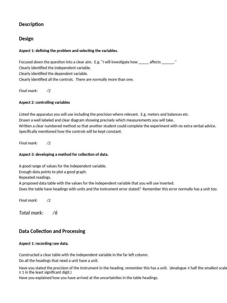 Ia Checklist Physics Pdf Significant Figures Observational Error