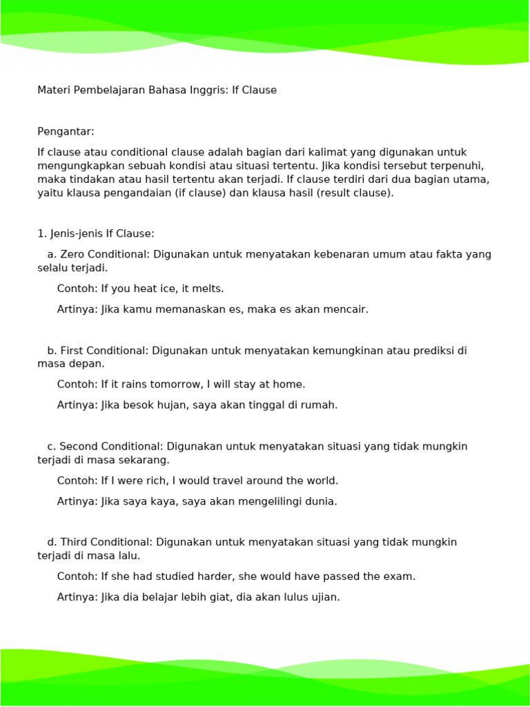 IF CLAUSE. Materi Dan Soal | PDF | Grammar | Linguistics