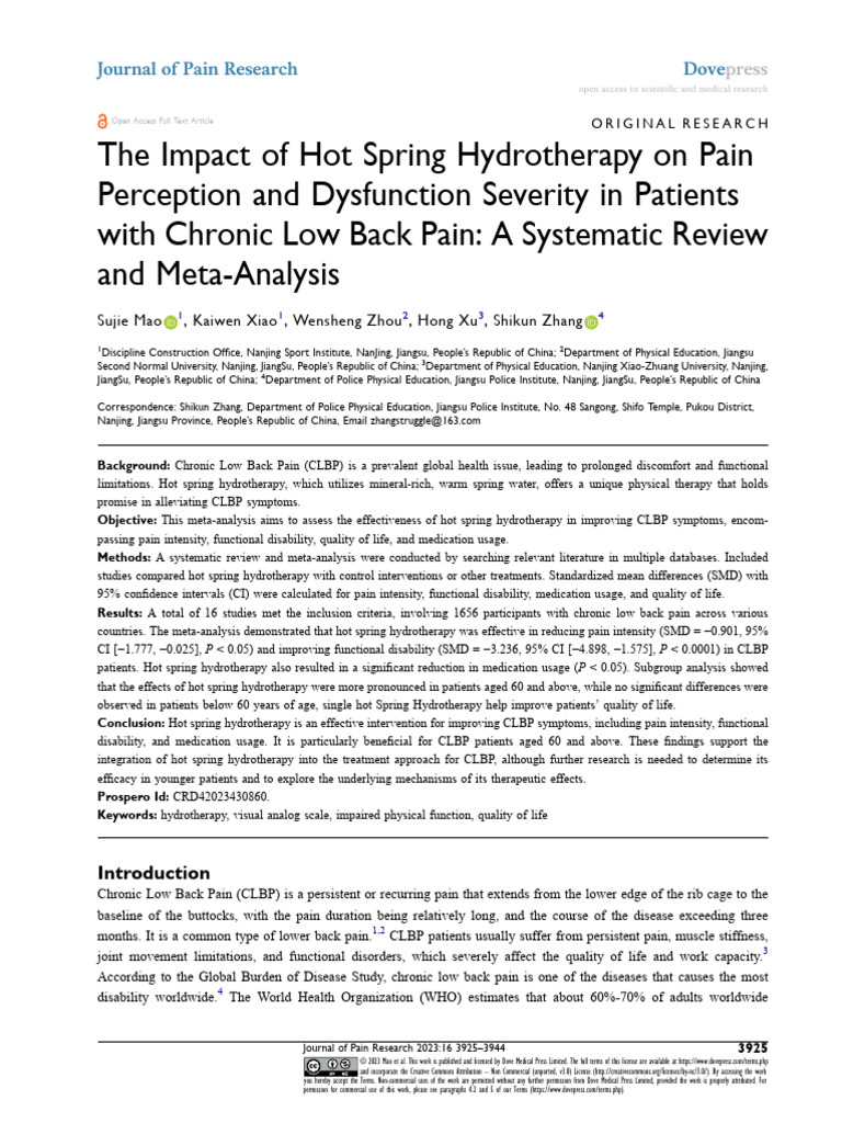 Terapia Aquática jpr-16-3925 | PDF | Pain | Meta Analysis