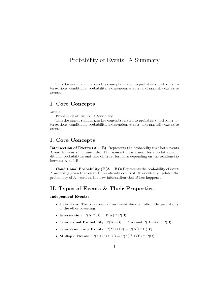 Probability Latex Summary | PDF | Probability | Intersection (Set Theory)