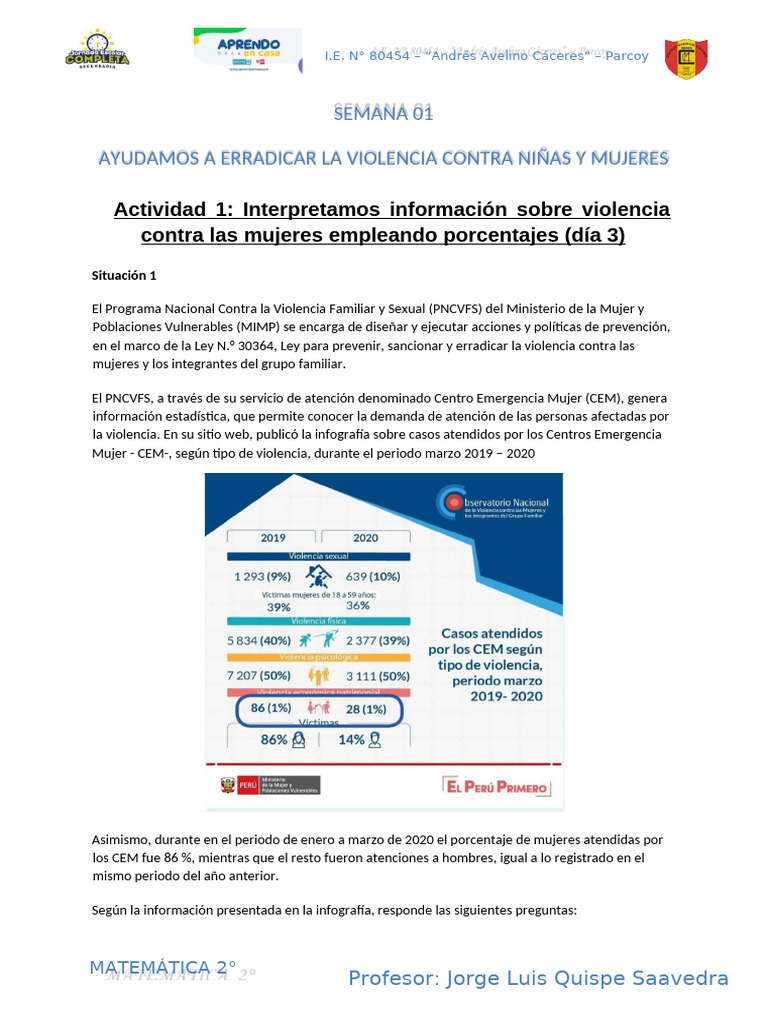 Mate 1 | PDF | La violencia contra las mujeres | Ecuaciones