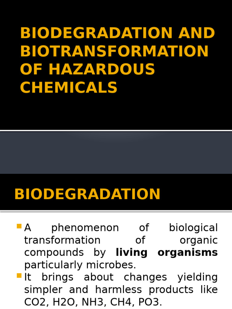 Biodegradation and Biotransformation of Hazardous Chemicals | PDF ...