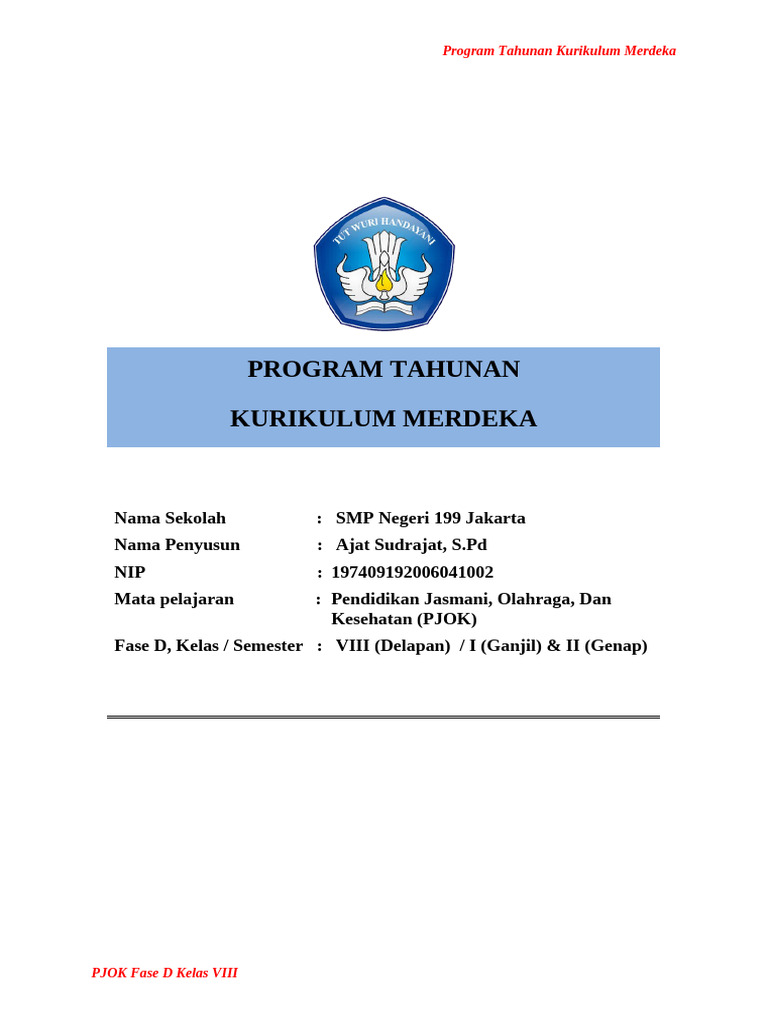 Program Tahunan PJOK Kelas VIII | PDF