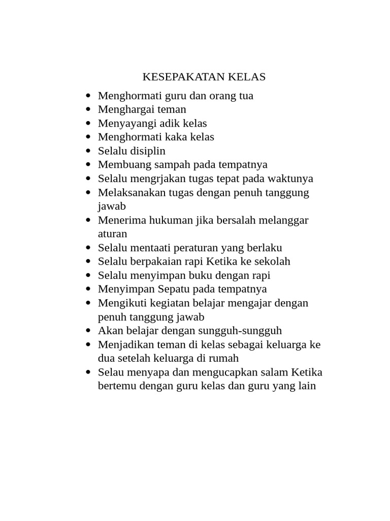 Kesepakatan Kelas | PDF