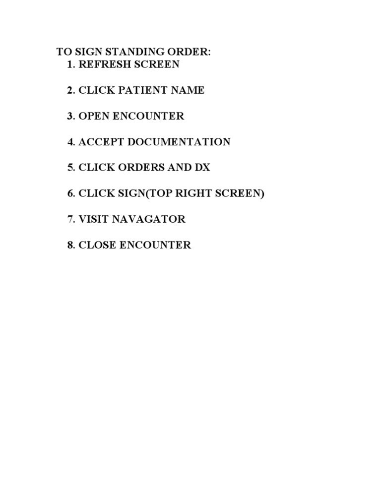 Steps to Sign a Standing Order | PDF