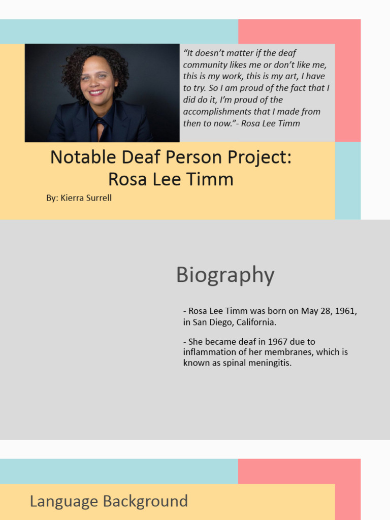 Rosa Lee Timm: Deaf Artist Biography | PDF
