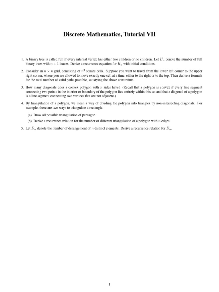 Discrete Mathematics, Tutorial VII: H N H N N N | PDF | Science & Mathematics